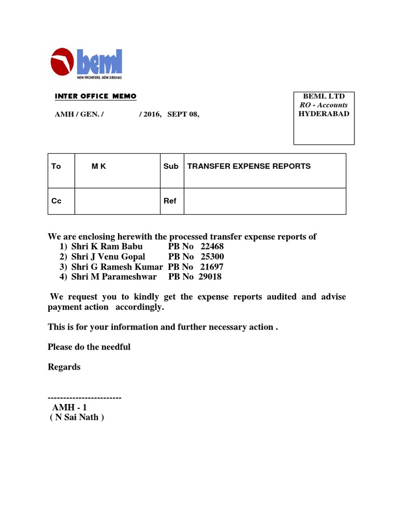 Inter Office Memo | PDF