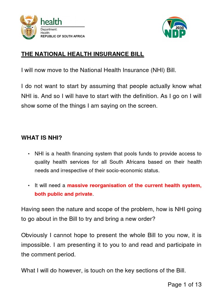 Press Conference On The Release of NHI and The Medical Schemes Bills ...