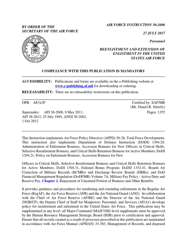 Afi36 2606 | PDF | Air National Guard | United States Air Force