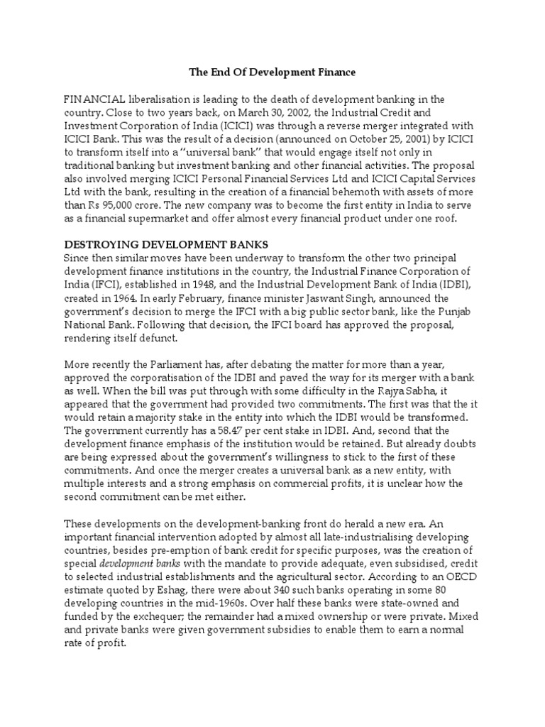 The End of Development Finance | PDF | Banks | Loans