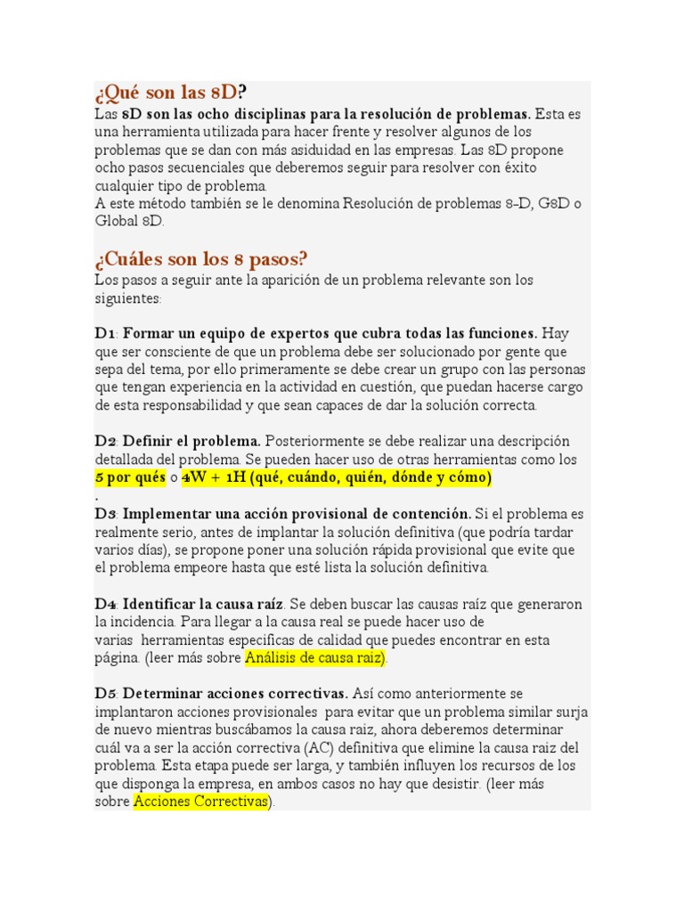 ¿Qué Son Las 8D? | PDF | Cognición | Informática y tecnología de la ...
