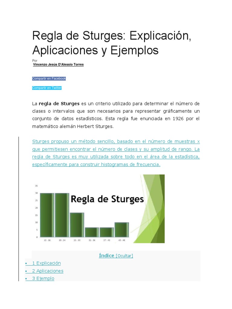 Regla de Sturges | PDF | Histograma | Enseñanza de matemática