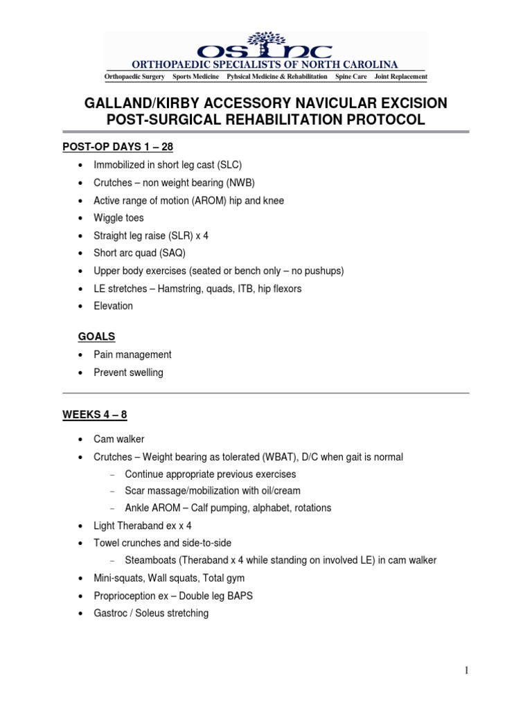 Accessory Navicular Excision Rehab Protocol | PDF | Musculoskeletal ...