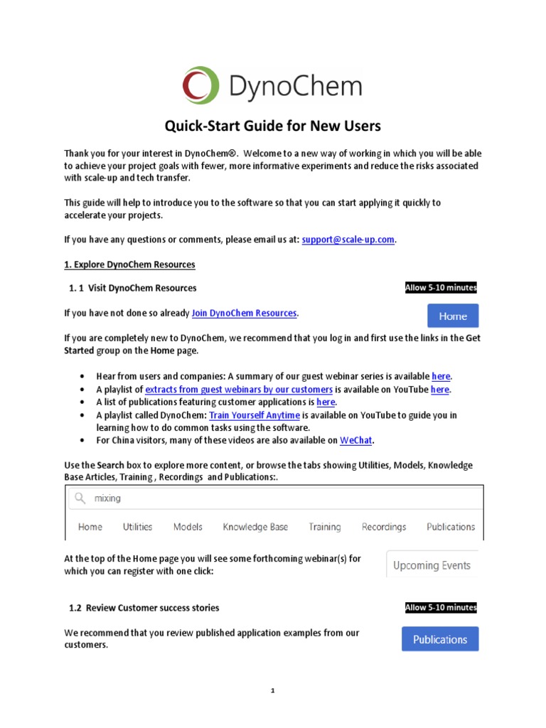 Quick-Start Guide For New Users: 1. Explore Dynochem Resources 1. 1 ...
