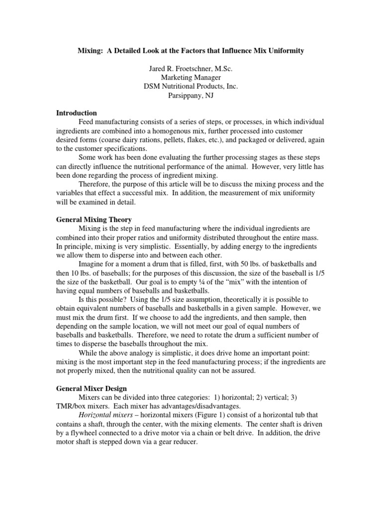 Factors Influencing Mix Uniformity | PDF | Particle Size Distribution ...