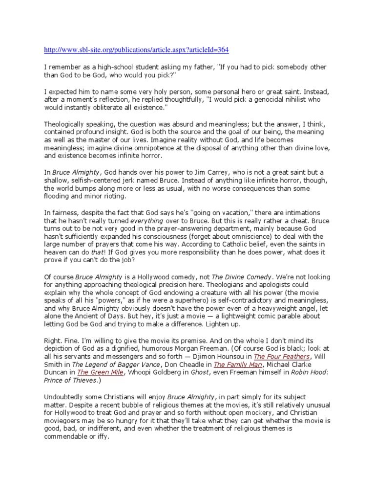 Bruce Almighty | PDF | Omnipotence | Prayer