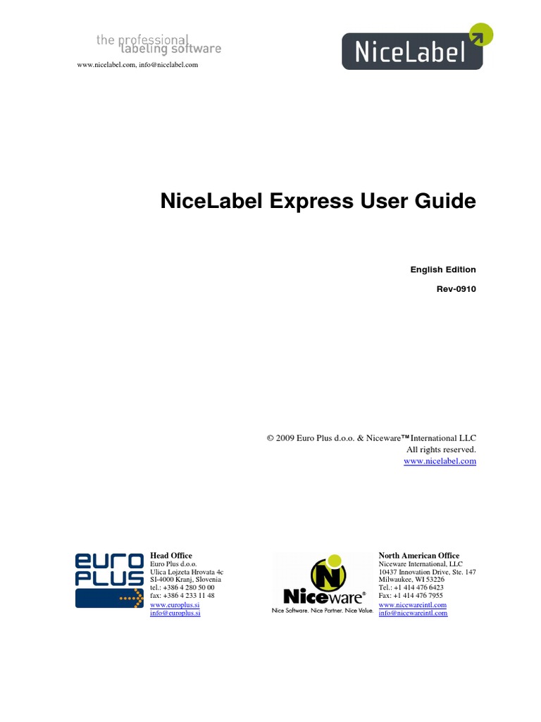 Nicelabel Express User Guide: English Edition Rev-0910 | PDF ...