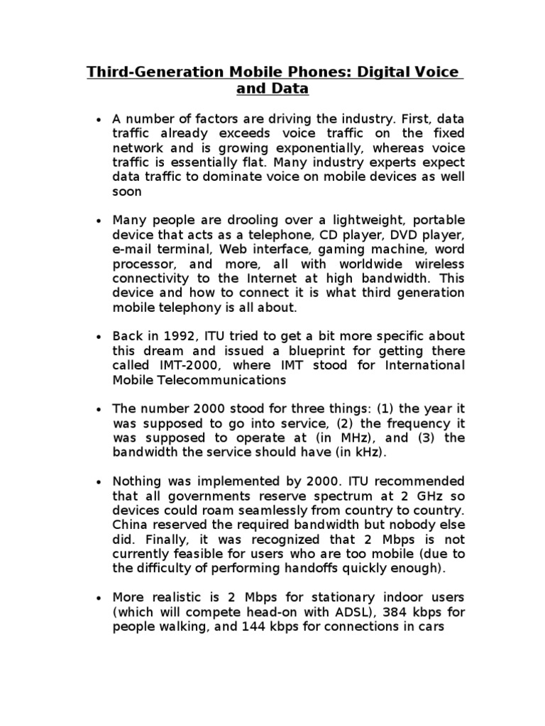 Third-Generation Mobile Phones: Digital Voice and Data | PDF | 3 G | Radio