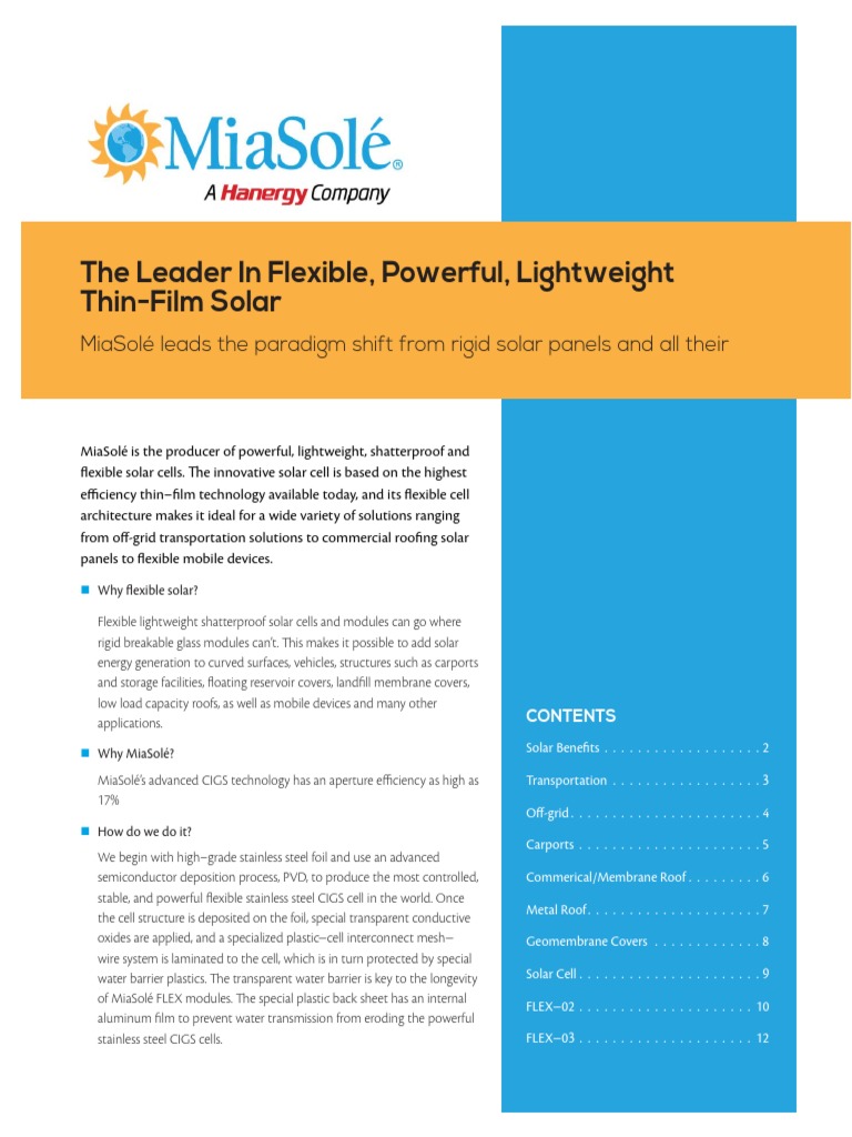 MiaSole Brochure 3 | PDF | Solar Panel | Solar Power