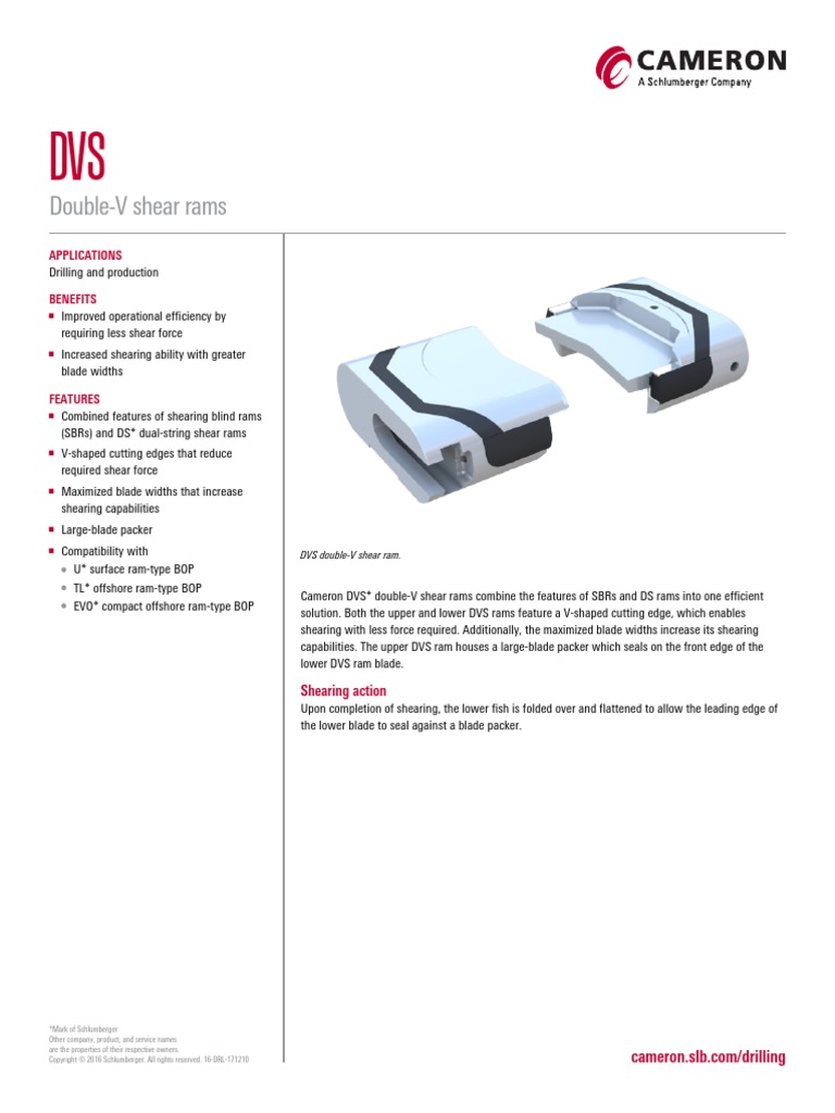 Double V Shear Rams Product Sheet | PDF