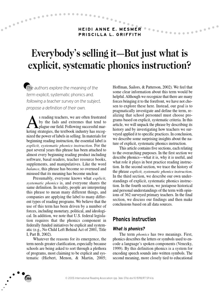Everybody S Selling It But Just What Is Explicit Systematic Phonics ...