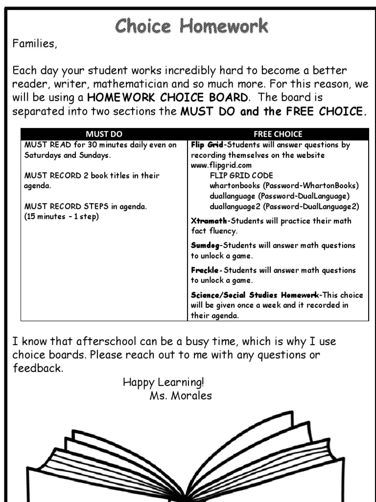 Homework Choice Boards 1 | PDF | Nature