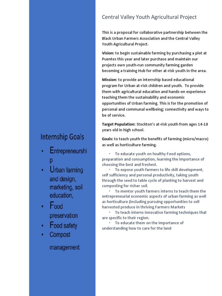 Central Valley Youth Agricultural Project: Vision | PDF