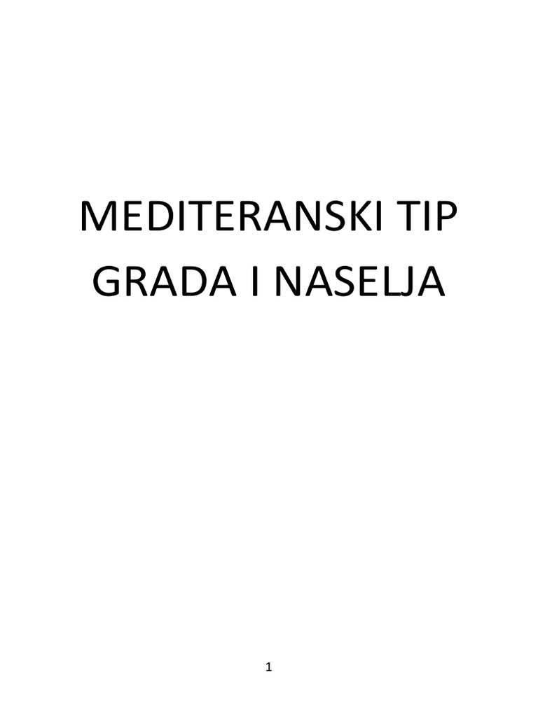 Mediteranski Tip Grada I Naselja | PDF