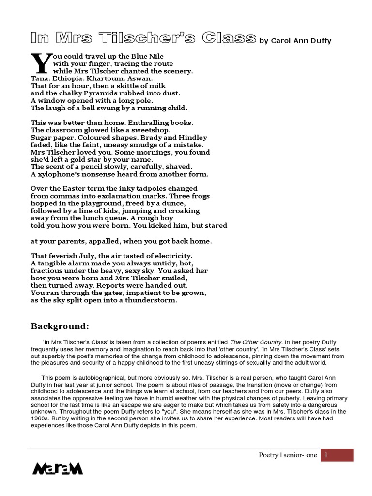 In Mrs Tilschers Class | Moors Murders | Poetry