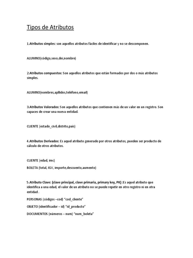 Tipos de Atributos | PDF