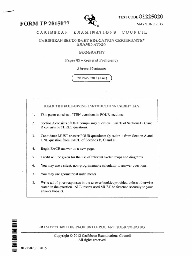 Csec Geography 2015 Paper Pdf