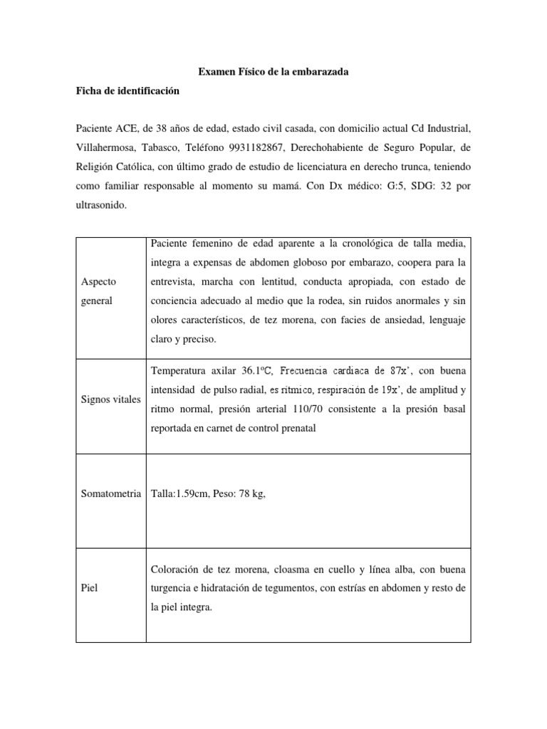 Examen Físico de La Embarazada | PDF | El embarazo | Anatomia animal