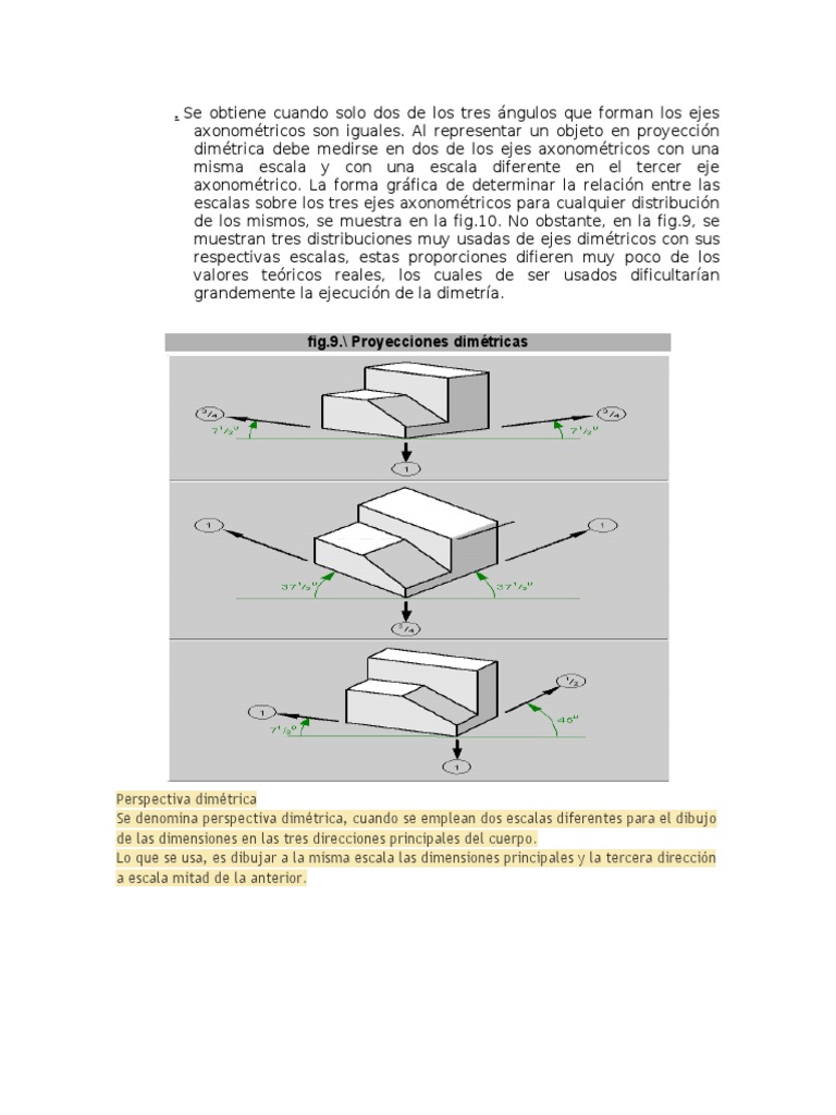 Proyeccion Dimetrica | PDF | Perspectiva (Gráfica) | Geometría