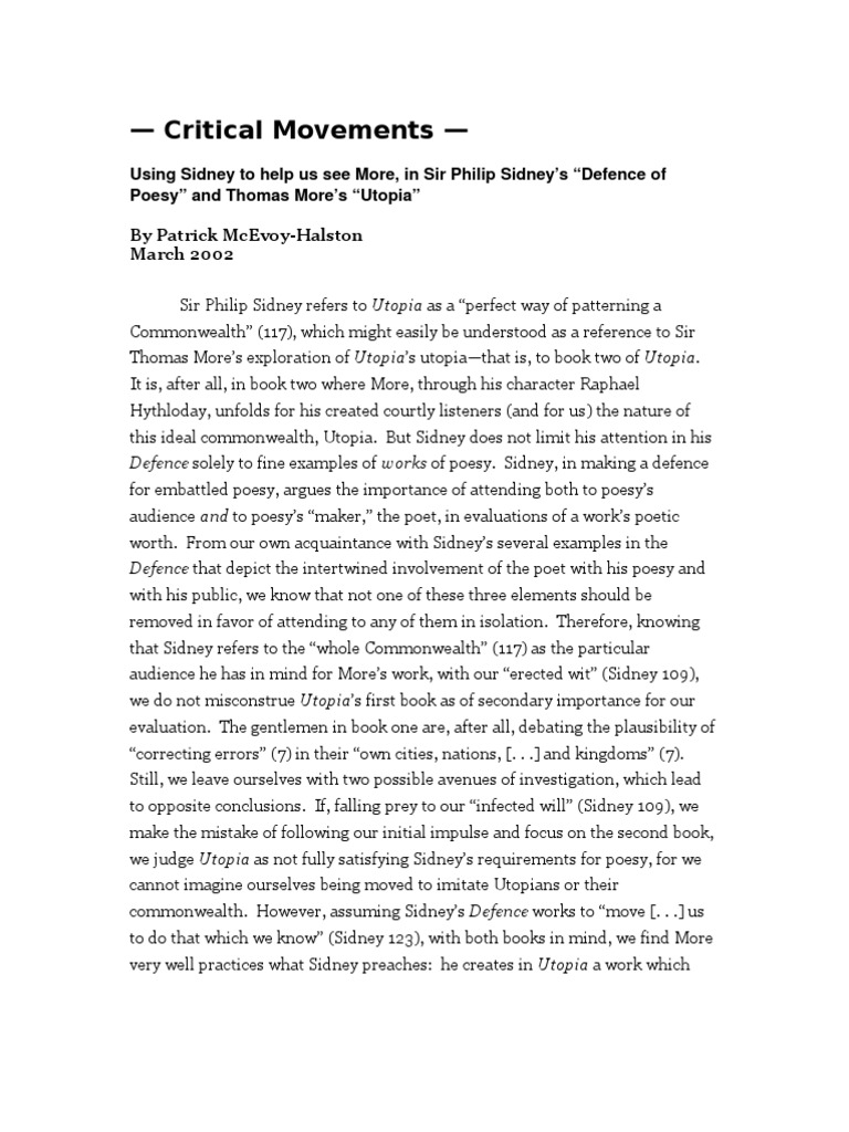 Critical Movements | PDF | Utopia | Poetry