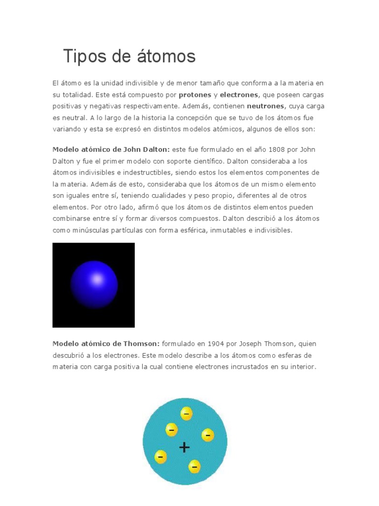 Tipos de Átomos | PDF | Átomos | Núcleo atómico