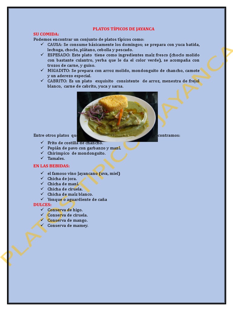Platos Típicos de Jayanca | PDF