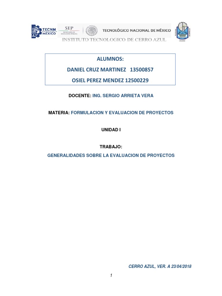 U1 Form. y Eval. de Proyectos | PDF | Mercado (economía) | Toma de ... U1 Form. y Eval. de Proyectos | PDF | Mercado (economía) | Toma de ...