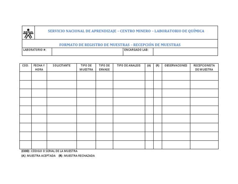 Formato de Registro de Muestras | PDF