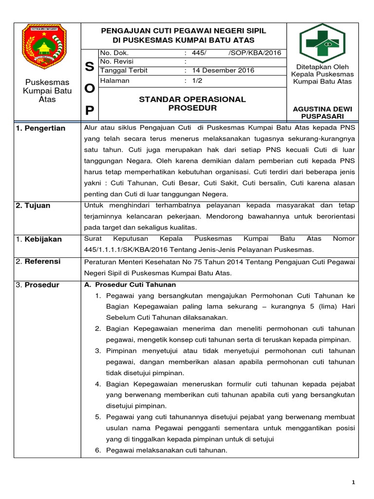 SOP Pengajuan Cuti | PDF