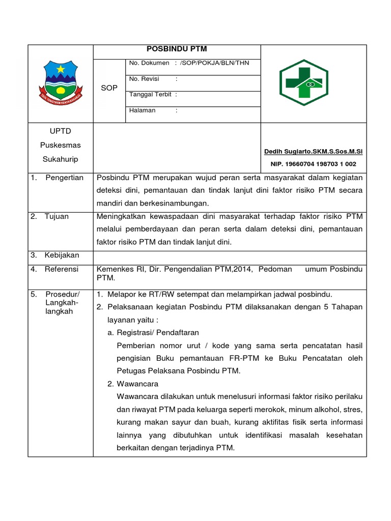 Sop Posbindu PTM | PDF