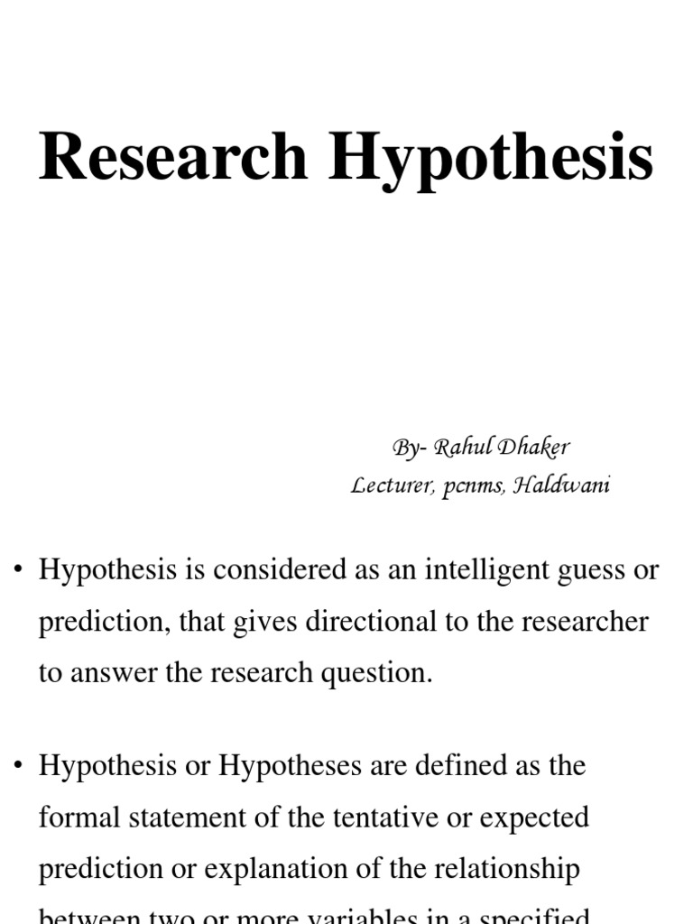 Research Hypothesis | PDF | Hypothesis | Dependent And Independent ...