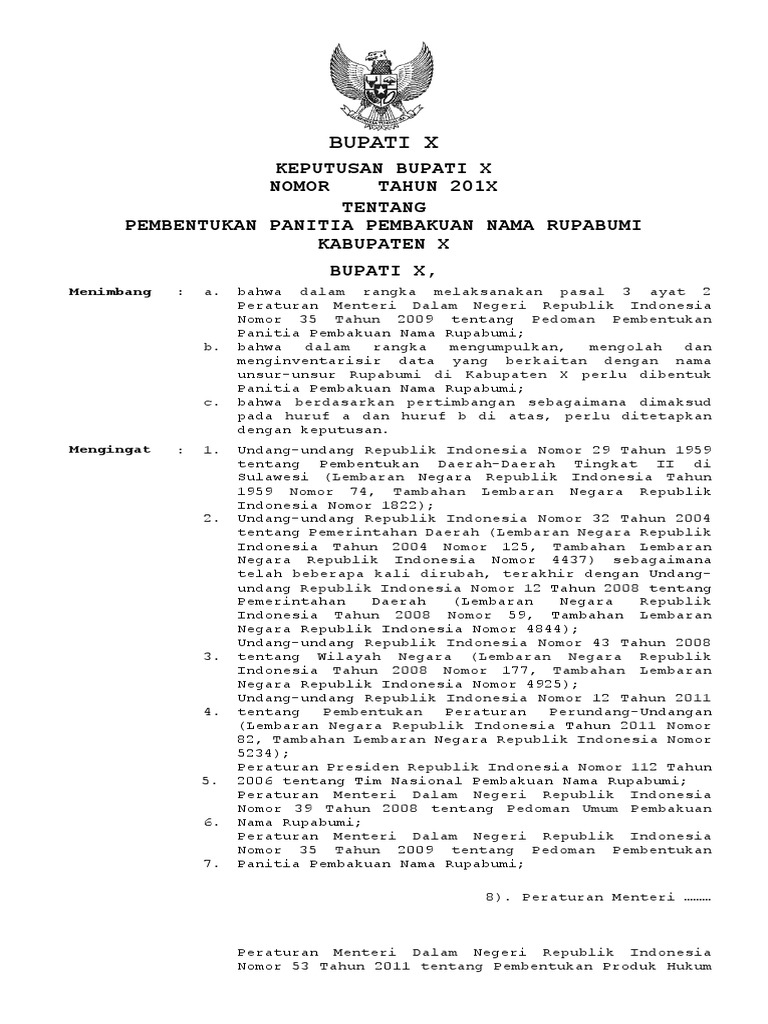 SK Panitia Rupa Bumi Kabupaten | PDF