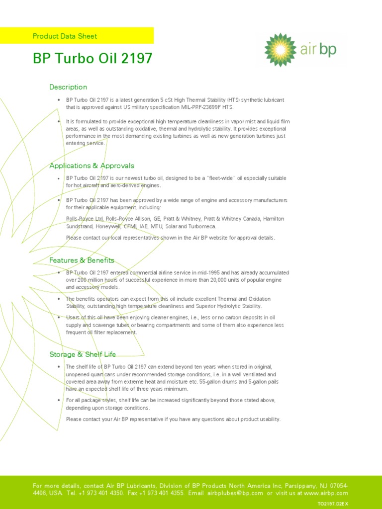 Datasheet Turbo Oil 2197 | PDF | Magnesium | Turbocharger