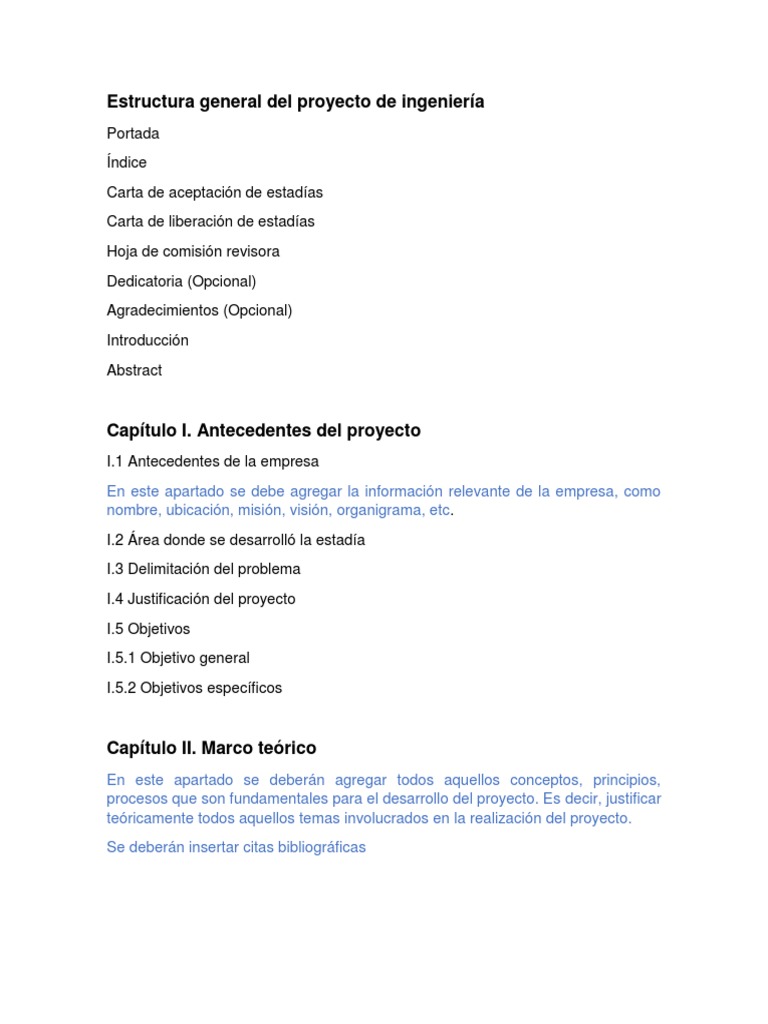 Estructura Proyecto Ingeniería | PDF