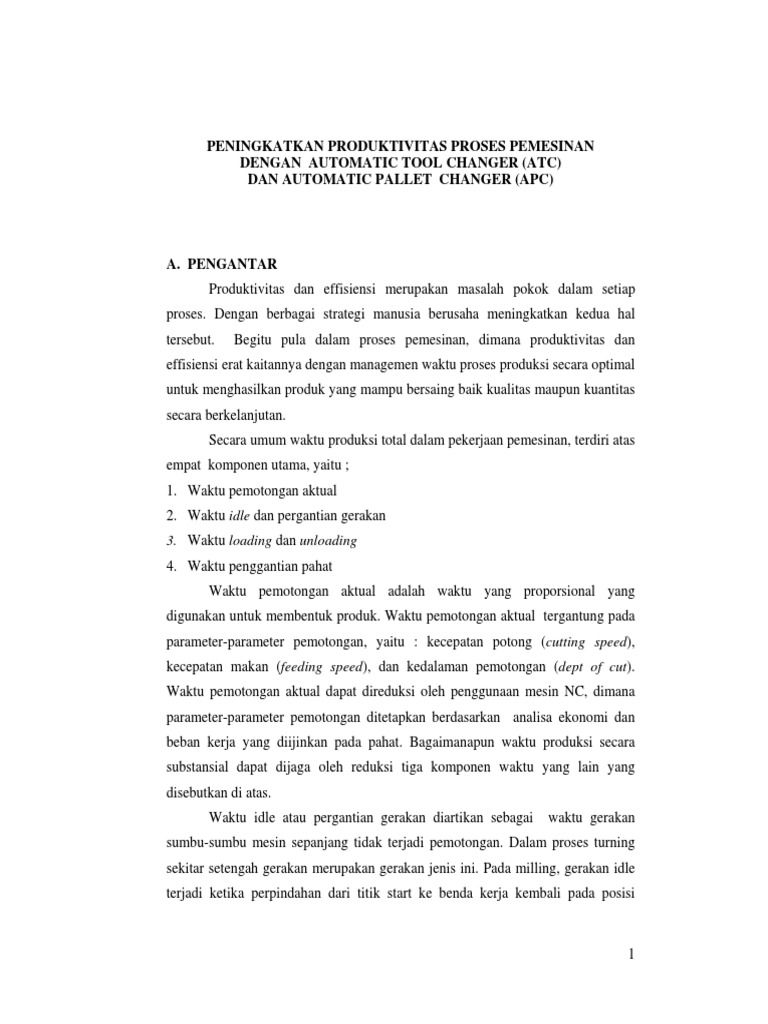 Optimalisasi Pemesinan dengan ATC dan APC | PDF