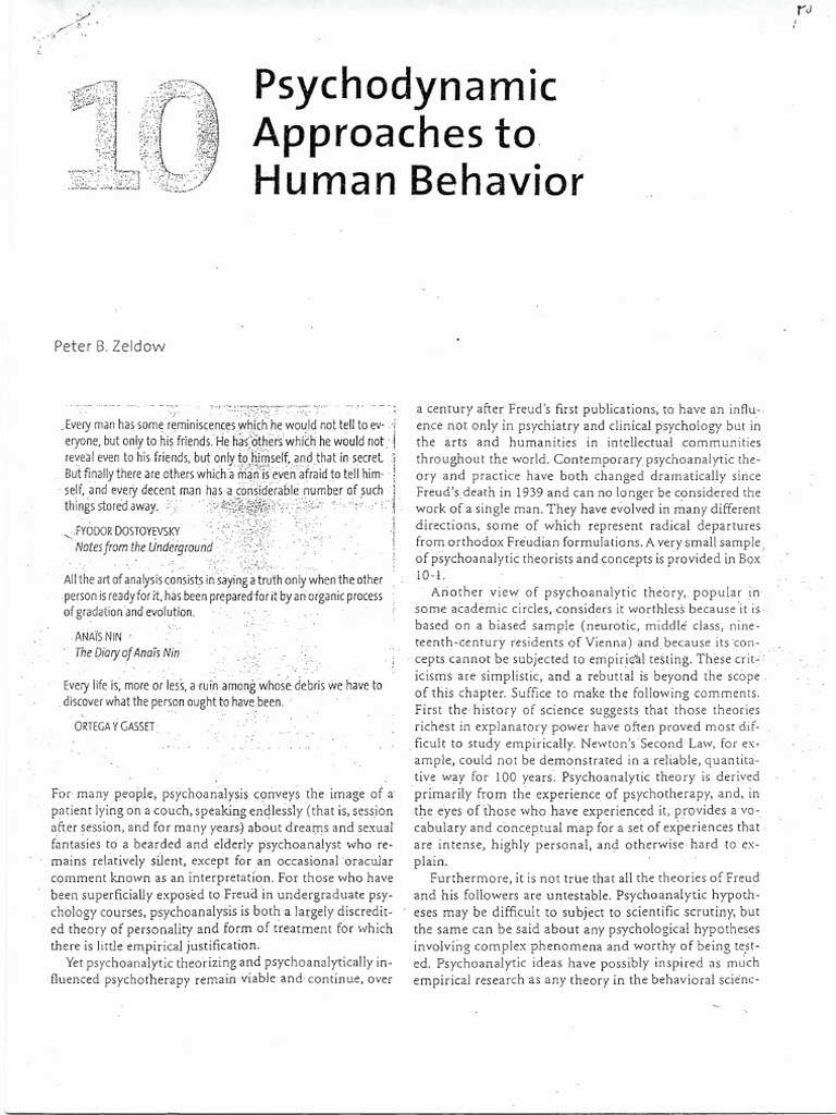 Psychodynamic Approches To Human Behavior PDF | PDF | Id | Psychoanalysis