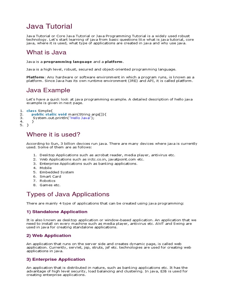 Java Tutorial | PDF | Constructor (Object Oriented Programming ...