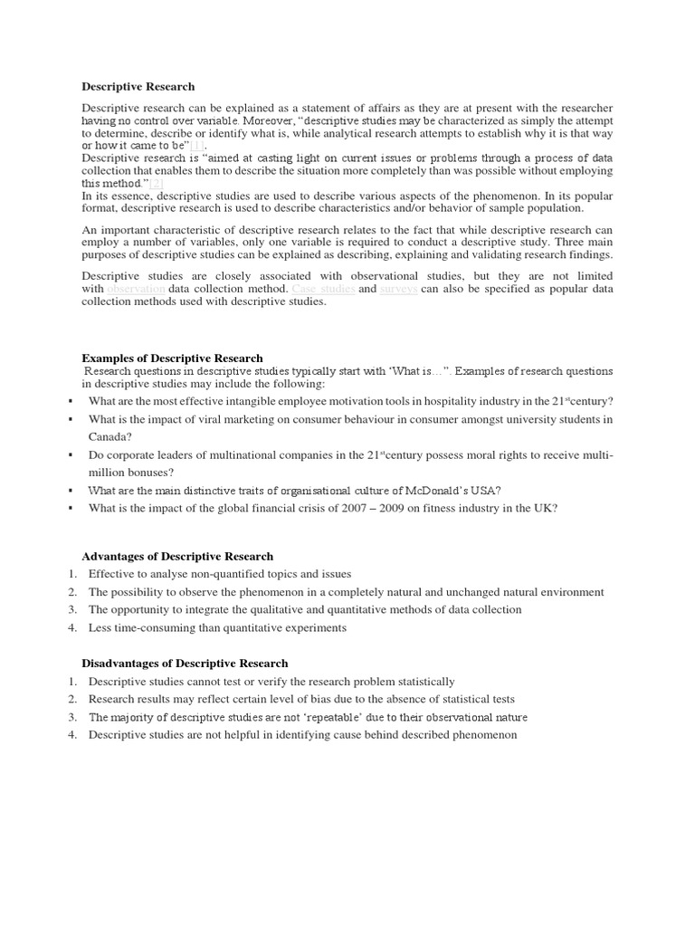 Descriptive Research Examples