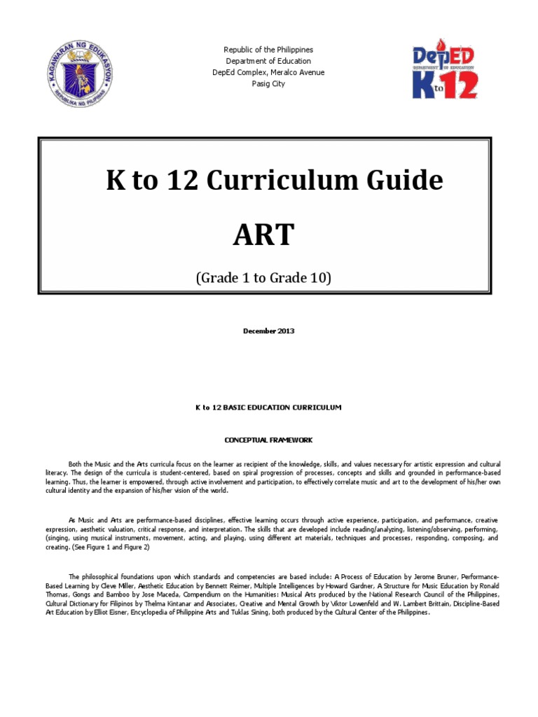 Art Curriculum Guide Grades 1-10 Final As of 01-17-2016 | Download Free ...