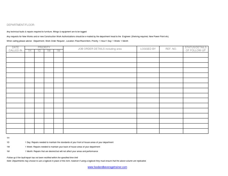 Maintenance Log Sheet | PDF