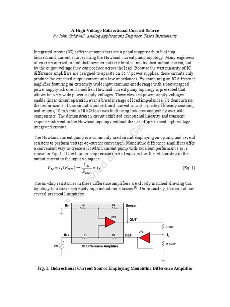 Bidirectional Current Source-TI | PDF | Amplifier | Operational Amplifier