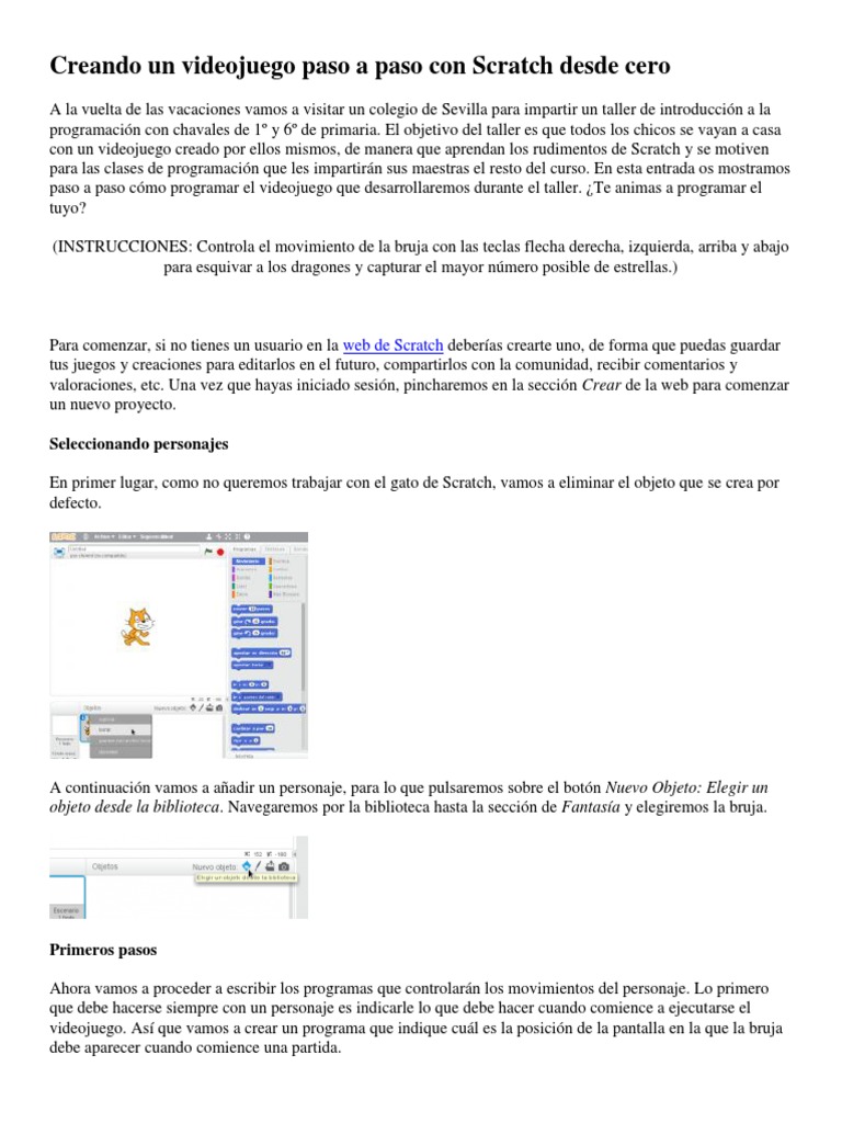 Creando Un Videojuego Paso A Paso Con Scratch Desde Cero | PDF | Scratch (lenguaje de ...