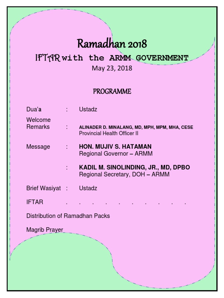 ARMM Government Iftar Program 2018 | PDF