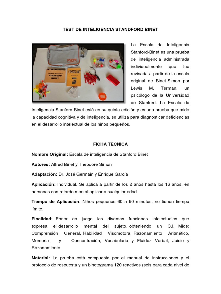 Test de Inteligencia Standford Binet | Cociente de inteligencia | Cognición