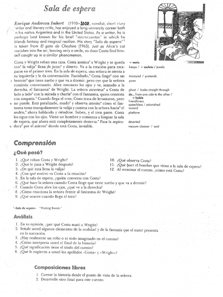 Sala de Espera - Preguntas de Comprensión | PDF