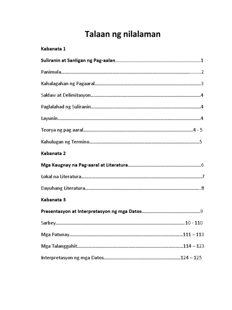 Talaan NG Nilalaman | PDF
