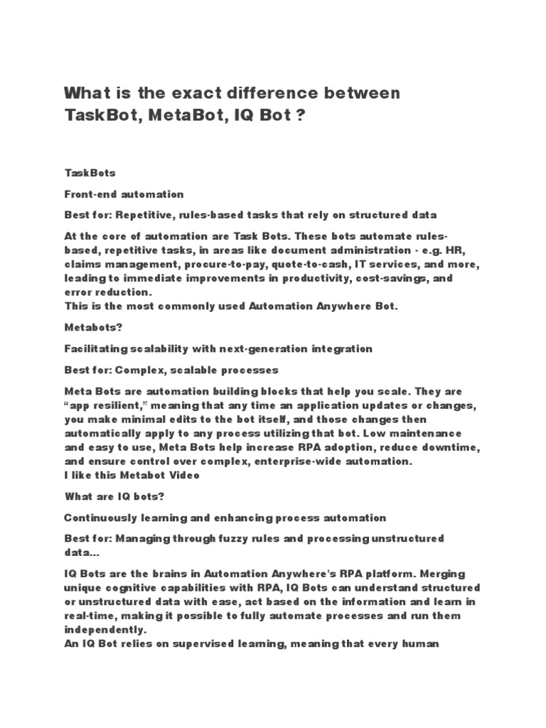 MetaBot TaskBot IQ Bot | PDF