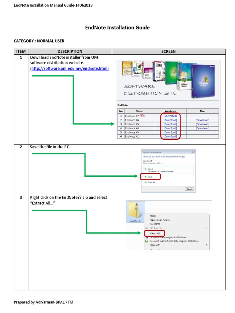 Endnote X7 Installation Guide | PDF