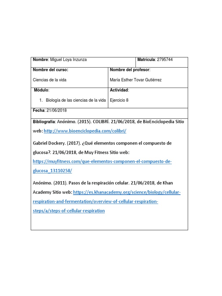Ej 8 Miguel Loya | PDF | Flores | Glucosa
