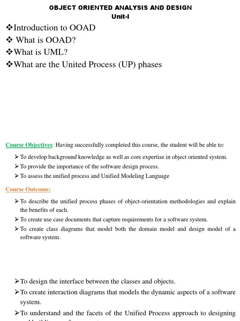 Presentation OOAD UNIT1-18!6!18 | PDF | Unified Modeling Language | Conceptual Model